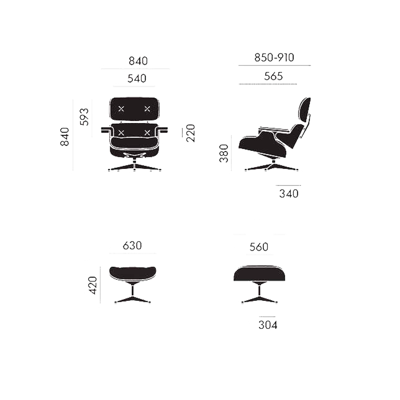 Vitra - Poltrona Lounge Chair & Ottoman h84 Ciliegio americano nero ...