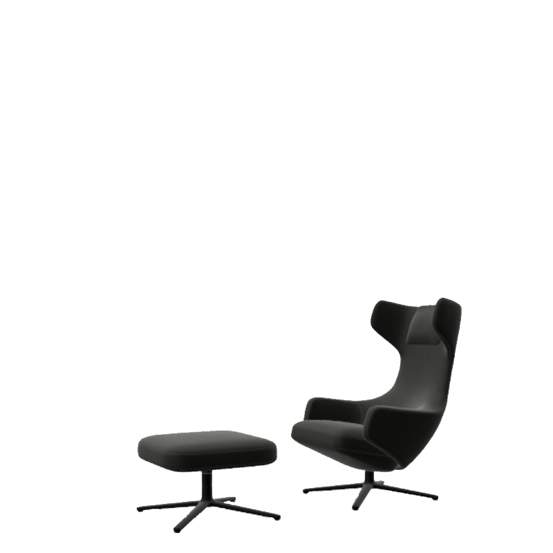 Vitra - Poltrona Grand Repos & Ottoman Base nero Tessuto volo grigio ...