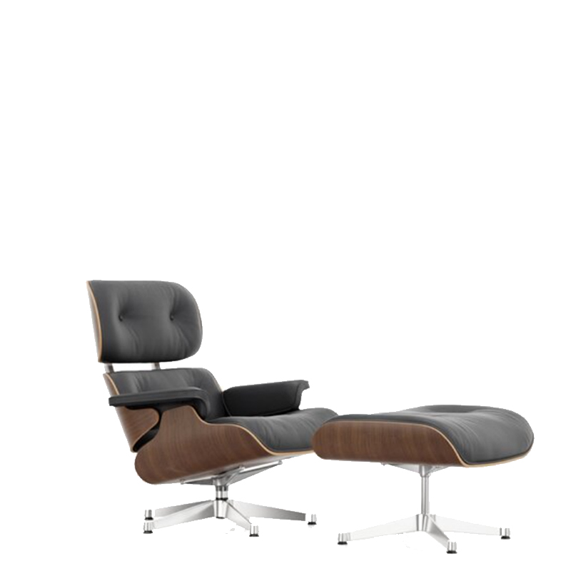 Vitra - Poltrona Lounge Chair & Ottoman h84 Noce nero pigmentato nero ...