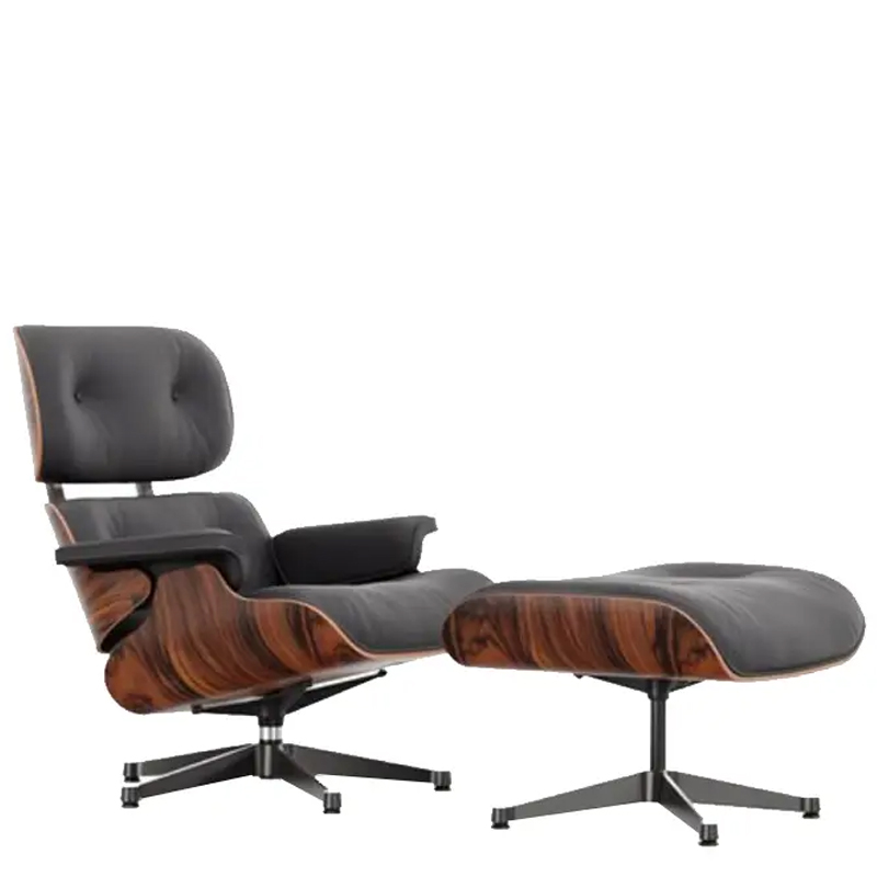 Vitra - Poltrona Lounge Chair Classic & Ottoman Palissandro Santos nero ...