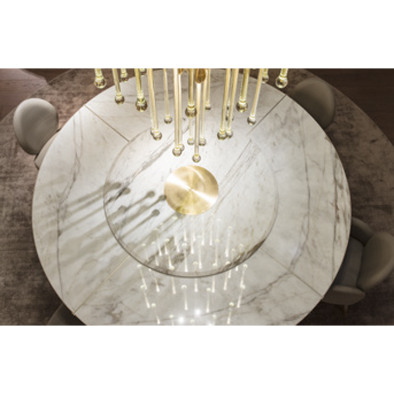 Paolo Castelli - Tavolo rotondo Dione Lazy Susan d160 Marmo bianco seta ...