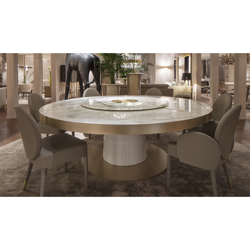 Paolo Castelli - Tavolo rotondo Dione Lazy Susan d220 Marmo bianco seta ...