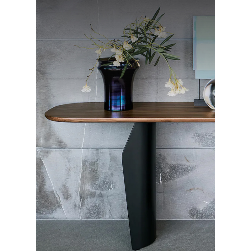 Bonaldo – Consolle Flame base metallo nero piano noce canaletto - LONGHO | Design Concept Store
