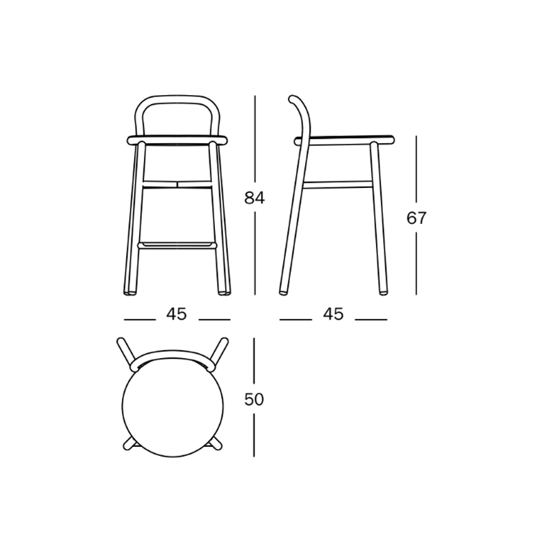 Magis - Sgabello Pipe medio alluminio nero sedile faggio naturale ...