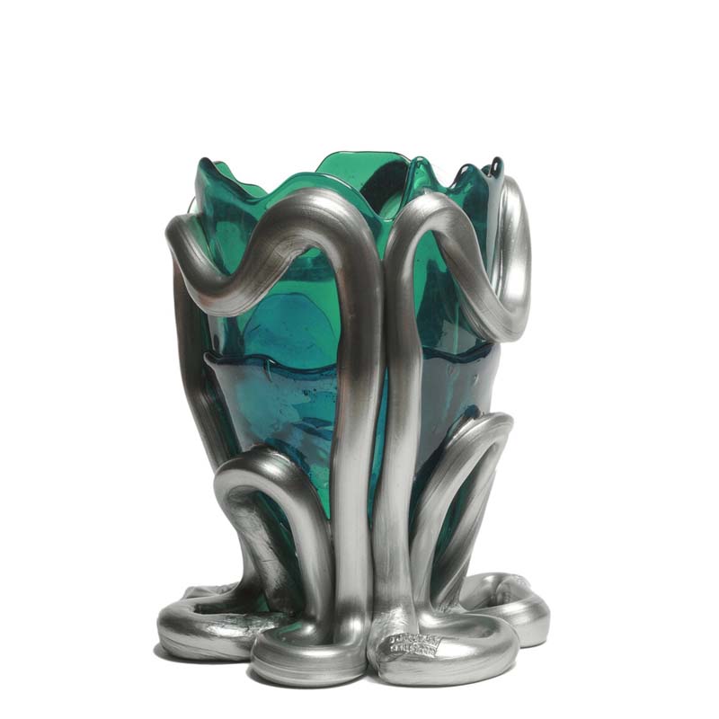 Corsi Design - Vaso Indian Summer L clear emerald matt silver - LONGHO | Design Concept Store