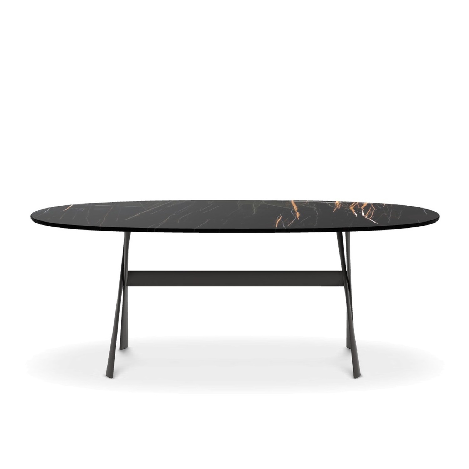 Molteni - Tavolo ovale Gatwick L240 struttura peltro piano Sahara noir ...